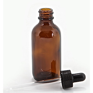 12, Amber, 2 oz Glass Bottles, with Glass Eye Droppers