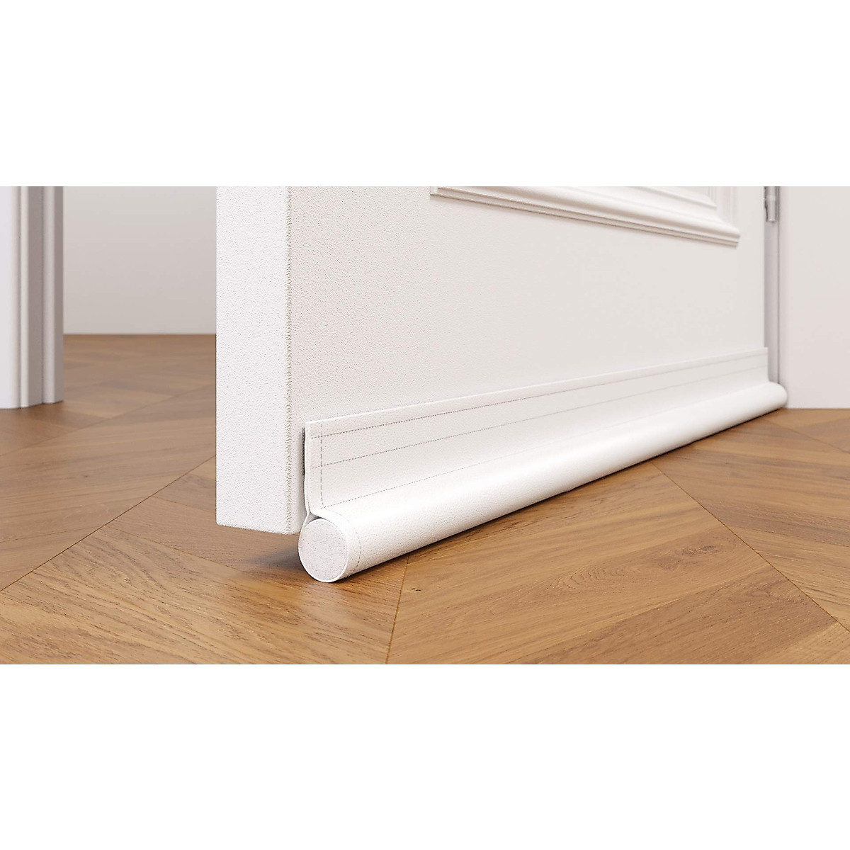 McDILS Under Door Draft Blocker White - Door Draft Stopper 32 to 38 inches - Weatherproofing Door Seal Strip - Draft Stopper for Bottom of Door - Noice Reduction Sound Proof Door Draft Blocker White
