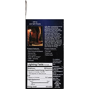 GE Lighting LED Outdoor Light Bulb, 10.5 Watt (60 Watt Equivalent) Soft White, Medium Base, Dimmable (1 Count)