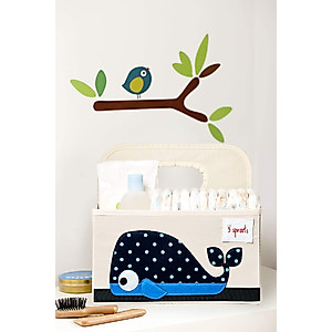 3 Sprouts Baby Diaper Caddy - Organizer Basket for Nursery, Whale