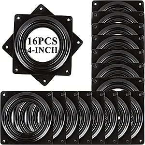 [16-Pack] Lazy Susan Hardware 4 Inch Black, Square Lazy Susan Turntable Bearings, 5/16" Thick Swivel Plate for Serving Trays, Kitchen Cabinet, Craft Project, Makeup Holder, 330 Lbs Capacity