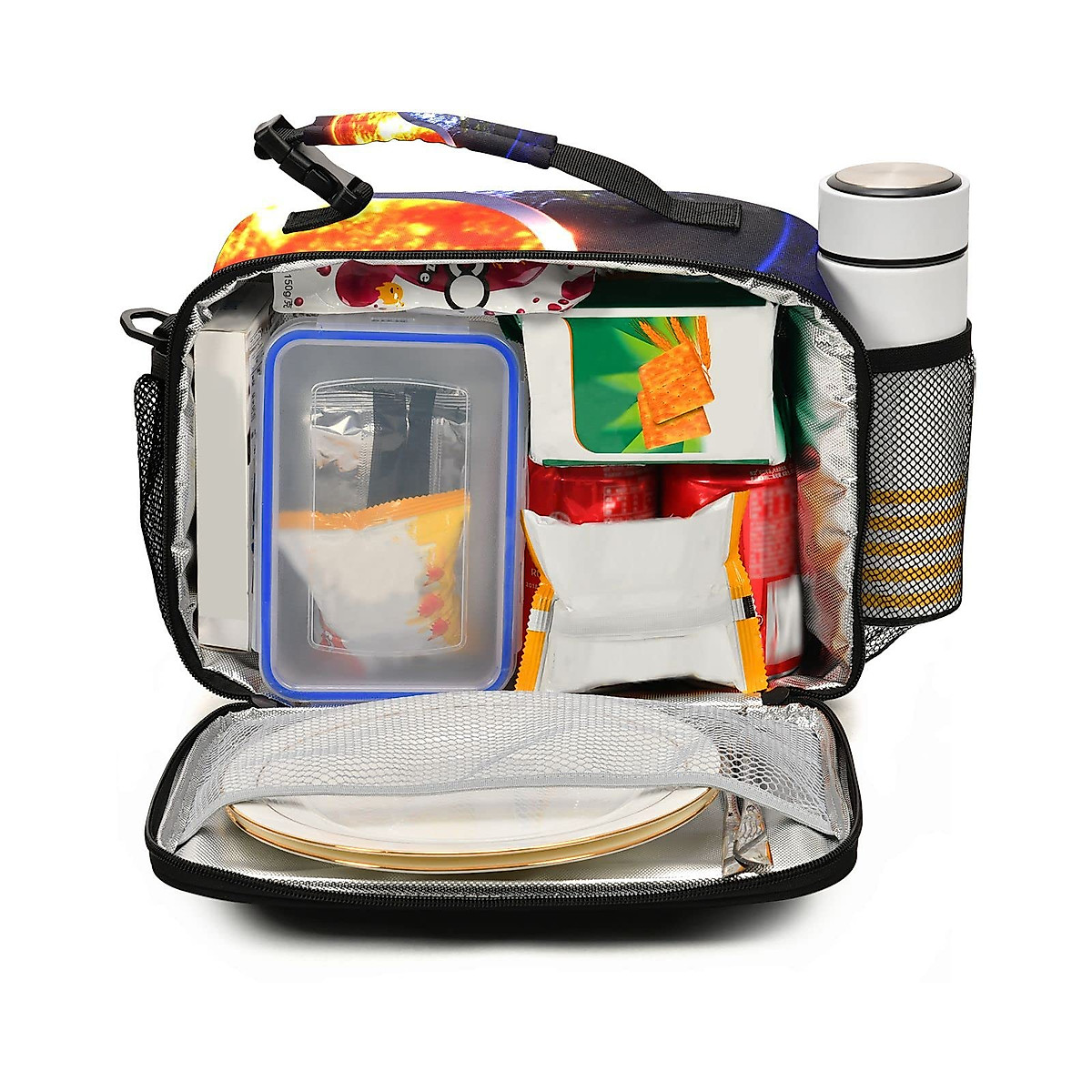 3d Balance Yin Yang Lunch Bag for Women Men Japanese Sun Earth Insulated Cooler Tote Bag with Adjustable Shoulder Strap Large Capacity Reusable Leakproof Picnic Lunch Box Outdoor for Adult Office