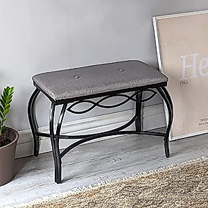 Mango Steam Heather Gray Shoe Bench - Vanity Seat for Makeup Room, Dressing Stool, Entryway Bench - Powder Coated, Upholstered, Space Saving