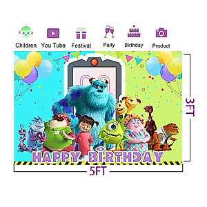 Cartoon Monster Inc Backdrop for Birthday Party Supplies 5x3ft Monster Inc and Boo Theme Baby Shower Banner for Birthday Party Cake Table Decoration