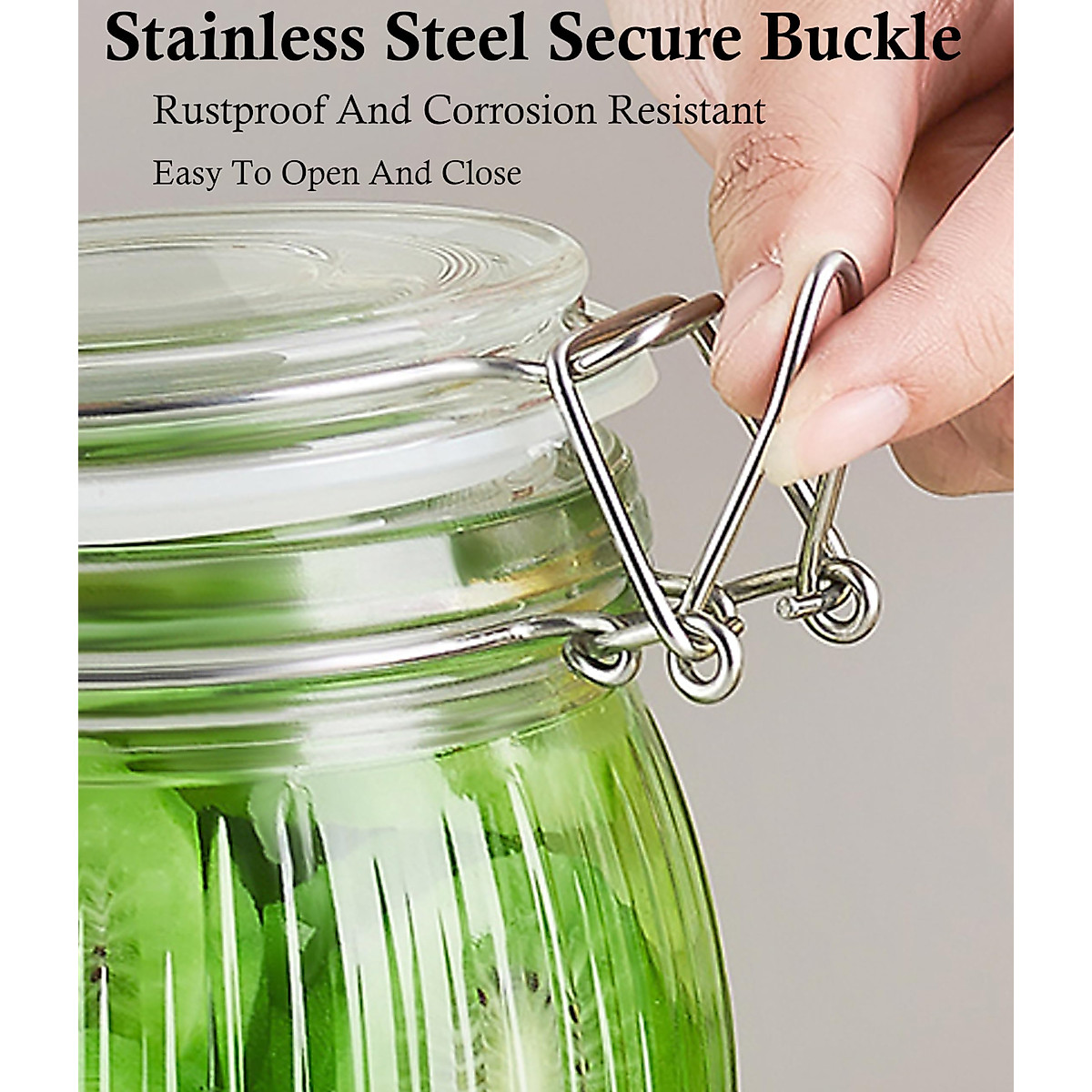 GMCOZY Glass Jar With Airtight Lid 16 Oz-6set Thicken Sealed Food Storage Canister Wide Mouth Mason Storage Jars For Kitchen Pantry Coffee Beans Nuts Baking Goods Tea Spice Cereal Fruits