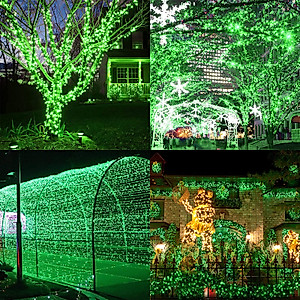 114ft Christmas String Lights Outdoor, 300 LED Christmas Ligths Connectable with Timer, 8 Modes Christmas Tree Lights Fairy Twinkle Lights for Garden, Wedding, Indoor Outdoor Xmas Decorations (Green)
