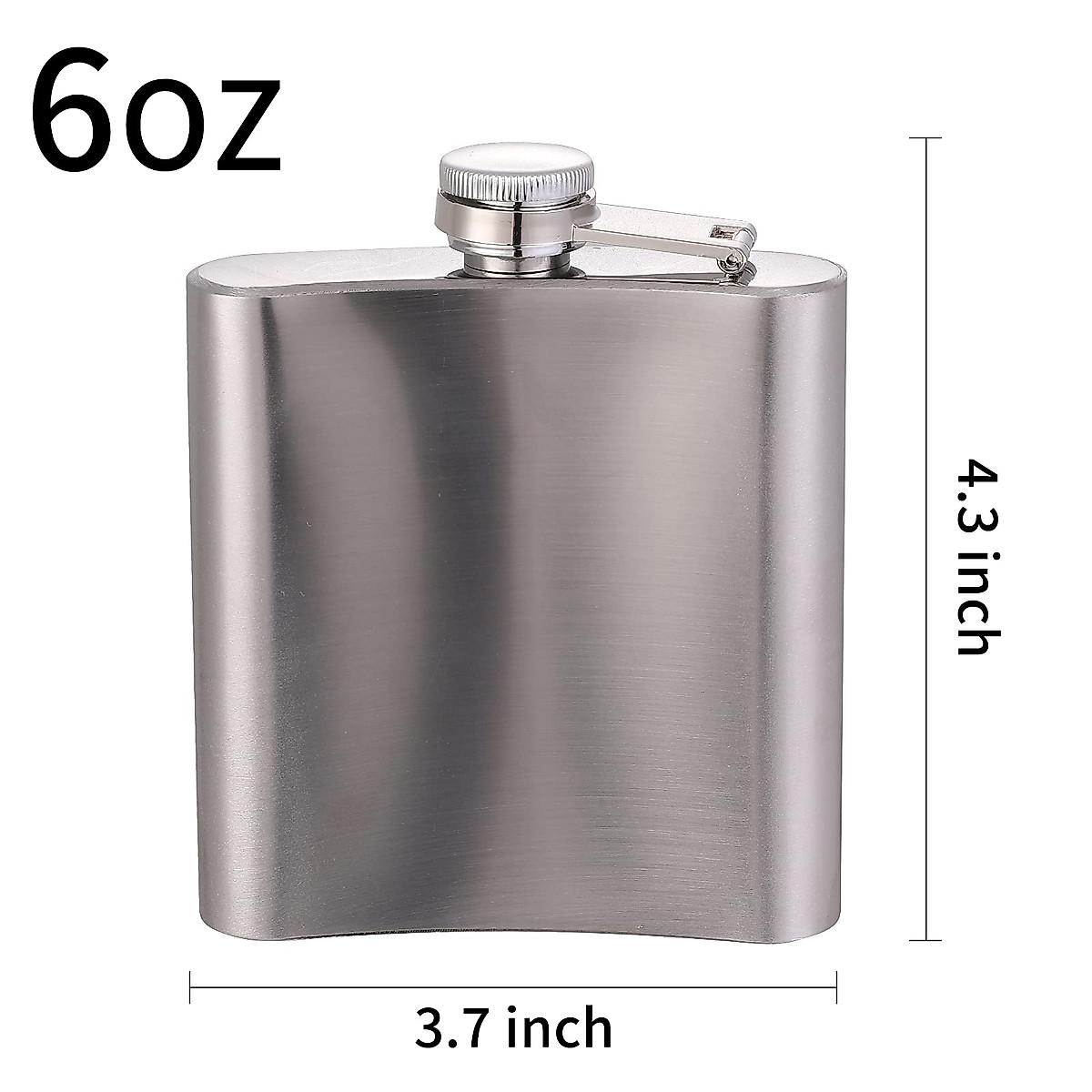 10 pcs Hip Flask for Liquor silvery 6oz Stainless Steel Leakproof with 10 pcs Funnel for Gift, Camping, Wedding Party, Groomsmen gifts