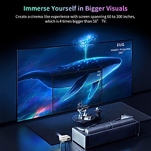 1080P WiFi Projector Android Full HD Movie Projector Home Cinema with Bluetooth HDMI 7500Lumen USB RCA LCD Smart TV Projector Wireless iOS Mirroring Phone Projectors Outdoor Indoor Gaming