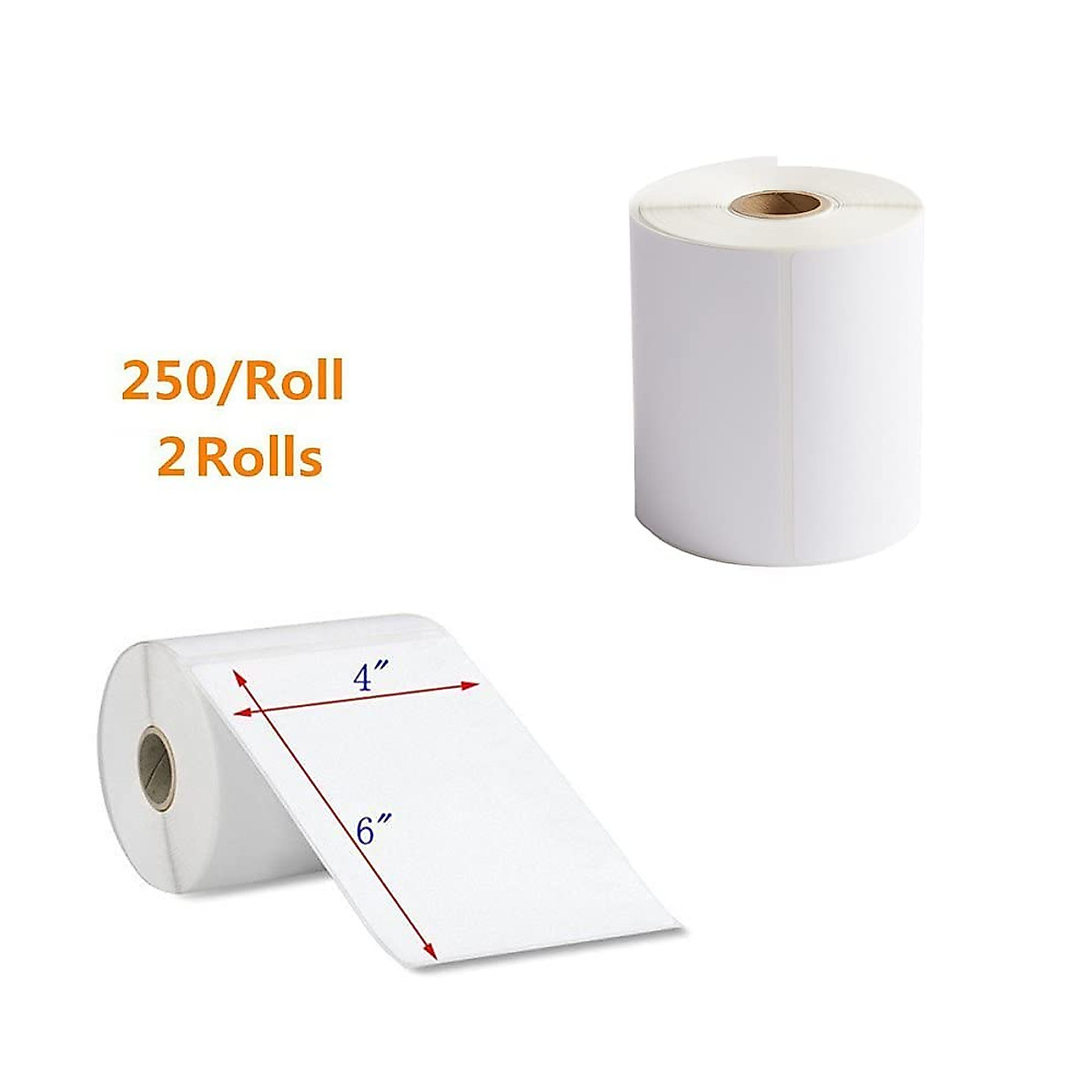 FungLam 2 Rolls 4x6 Direct Thermal Shipping Labels, 250 Labels/Roll, 1'' Core, Compatible Zebra 2844 ZP-450 ZP-500 ZP-505