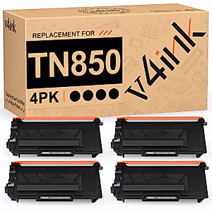 v4ink Compatible Toner Cartridge Replacement for Brother TN850 TN-850 TN-820 TN820 use with HL-L5200DW HL-L6200DW MFC-L5700DW MFC-L5800DW MFC-L5900DW DCP-L5600DN Printer (4 Packs, New Version)