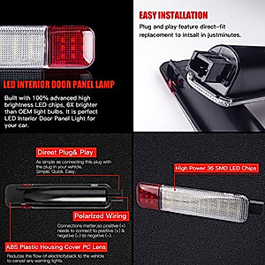 Carrep LED Interior Door Panel Courtesy Light,Door Warning Light Lamp Assembly Compatible with Silverado/Sierra C/K 1500 2500 3500 Suburban Tahoe Avalanche Yukon Escalade
