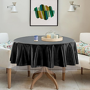 sancua Clear Plastic 100% Waterproof Round Tablecloth - 70 Inch - Vinyl PVC Table Cloth Protector Oil Spill Proof Wipe Clean Table Cover for Dining Table, Parties & Camping, Crystal Clear