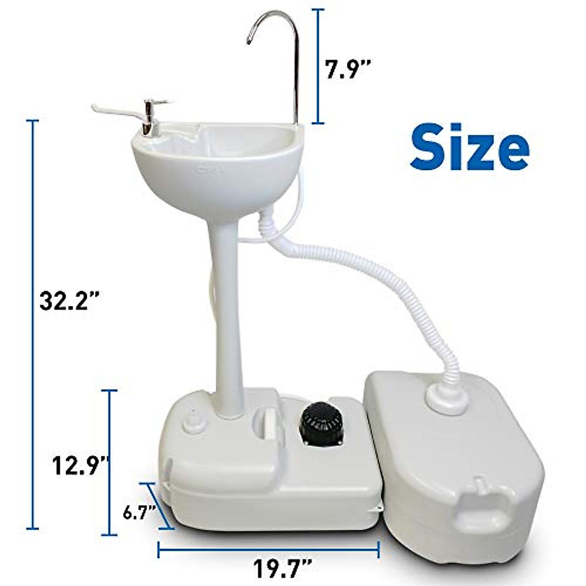 Portable Foot Operated Outdoor Hand Washing Sink Station – Includes Dirty Water Tank – Towel Holder & Soap Dispenser – 4.5 Gallon - Great for Camping, Business, Events, RV, Etc., white, 40