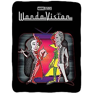 Marvel: WandaVision Scarlet Witch Wanda & Vision in Color Halloween Throw Blanket | 45 x 60 Inches | Plush Throw Blanket | Cozy Sherpa Blanket | Super Soft Lightweight Fleece Blanket |