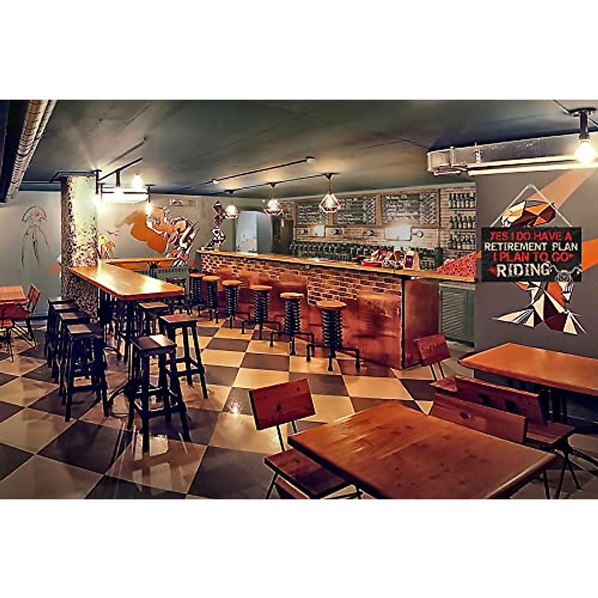 Motorcycle Sign Man Cave Hanging Plaque Gifts for Dad Grandad Brother Gifts for Men Retirement Keepsake 10" X 5" (US-G076)