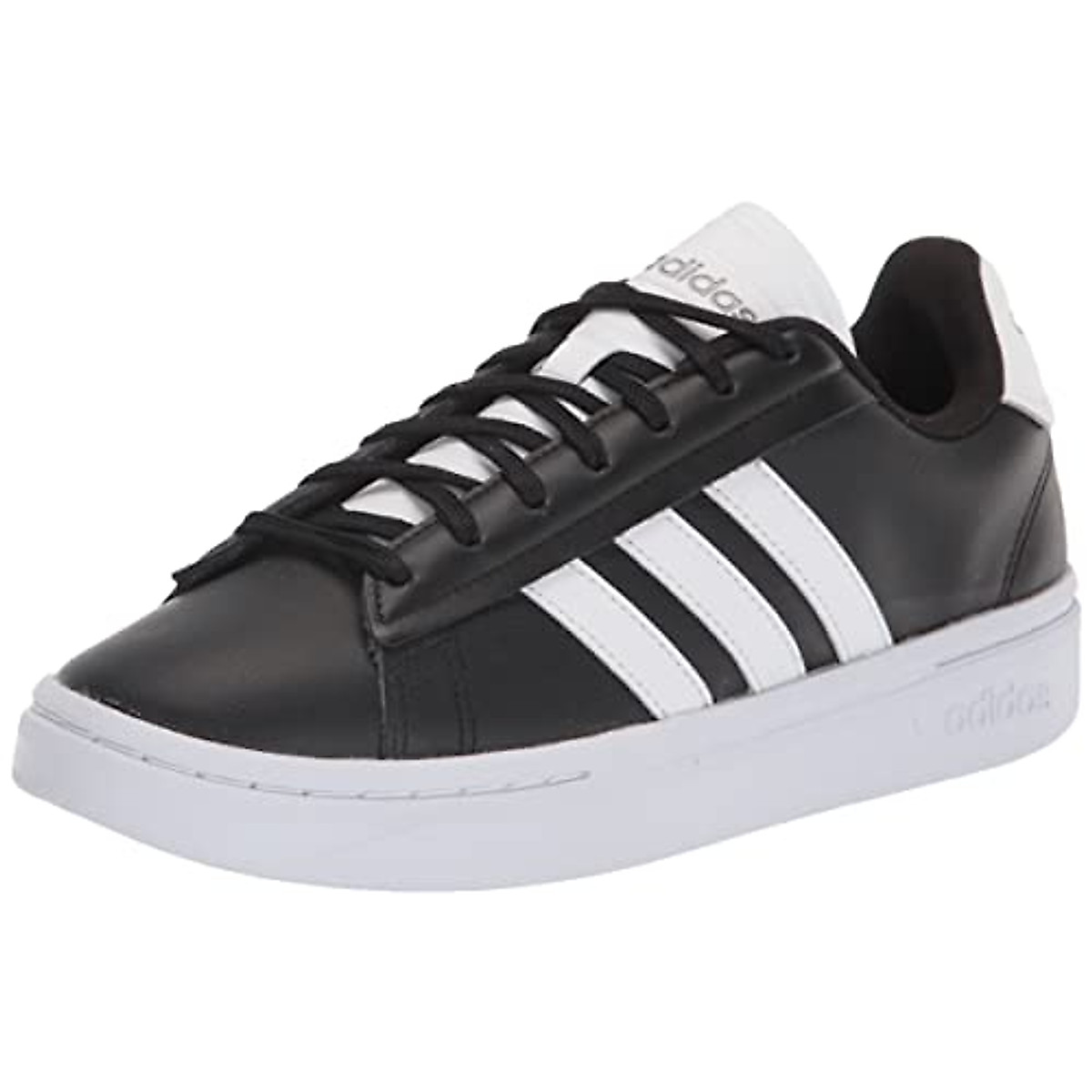 adidas Men's Grand Court Alpha Tennis Shoe, Core Black/White/Iron Metallic, 12