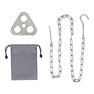 UFURMATE Camping Tripod Grill Board Kit, Stainless Steel Campfire Support Plate with Adjustable Chain Portable Campfire Tripod Cooking Accessory Outdoor Campfire Tripod Pot Holder Support Plate