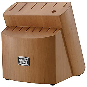 Chicago Cutlery Fusion 17 Piece Kitchen Knife Set with Wooden Storage Block, Cushion-Grip Handles with Stainless Steel Blades that Resists Stains, Rust, and Pitting