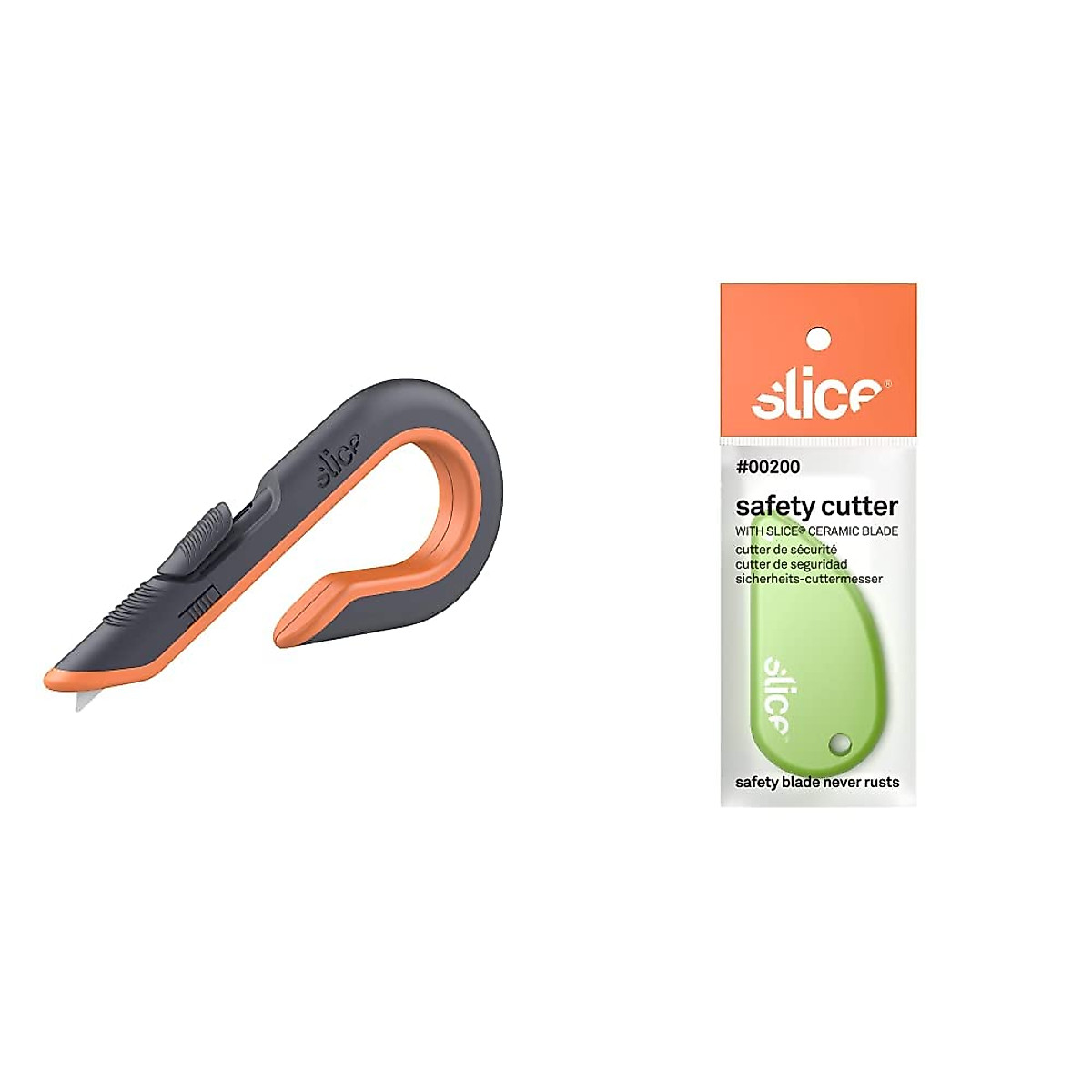 Slice - 10400 Box Cutter, 3 Position Manual Button with Ceramic Blade & Ideal for Outline Trims of Shapes or Coupons