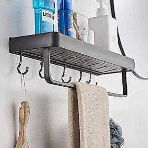 AceLuxur Wall Mounted Stainless Steel Shower Caddy Basket Shelf for Shampoo, No Drilling Adhesive Shower Shelf Storage Organizer, 2 Pack (12 In/ 30 cm, Black)