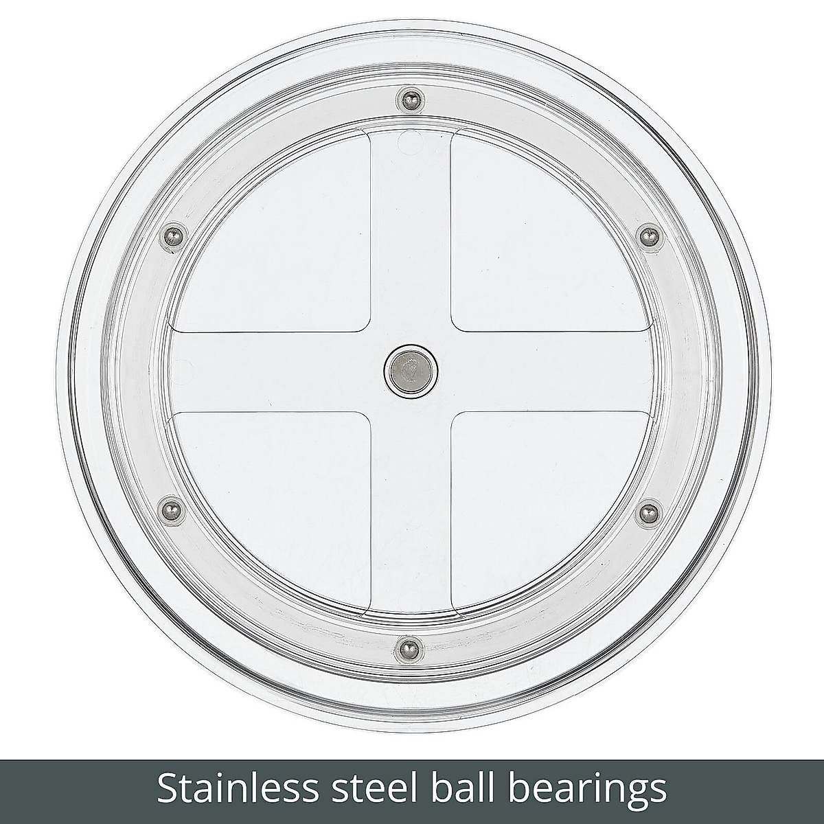 mDesign 9" Plastic Lazy Susan Spinner for Kitchen Cabinet, Cupboard, Fridge, or Drawer Organizing - Rotating Circle Spice Organizer Turntable for Food, Condiment, Medicine - Lumiere Collection - Clear