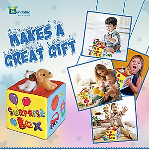 Bundaloo Surprise Box with 8 Plush Toys - Soft Sensory Playset of Stuffed Animals with Sounds for Babies & Toddlers
