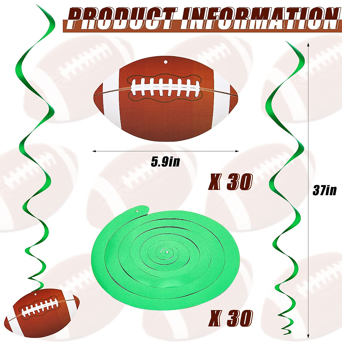 Gersoniel 30 Sets Football Party Decorations Football Hanging Swirls 2024 Football Birthday Decorations Game Day Sports Theme Party Supplies Indoor Outdoor Decor