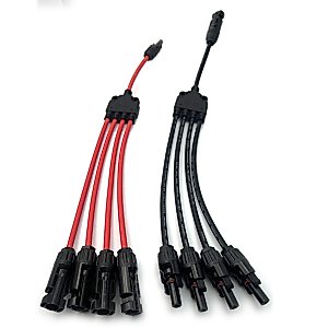 FainWan Solar Y Branch Connectors Extra Long Solar Panel Parallel Connectors 1 to 4 Solar Cable Wire Plug Tool Kit (M/FFFF and F/MMMM)