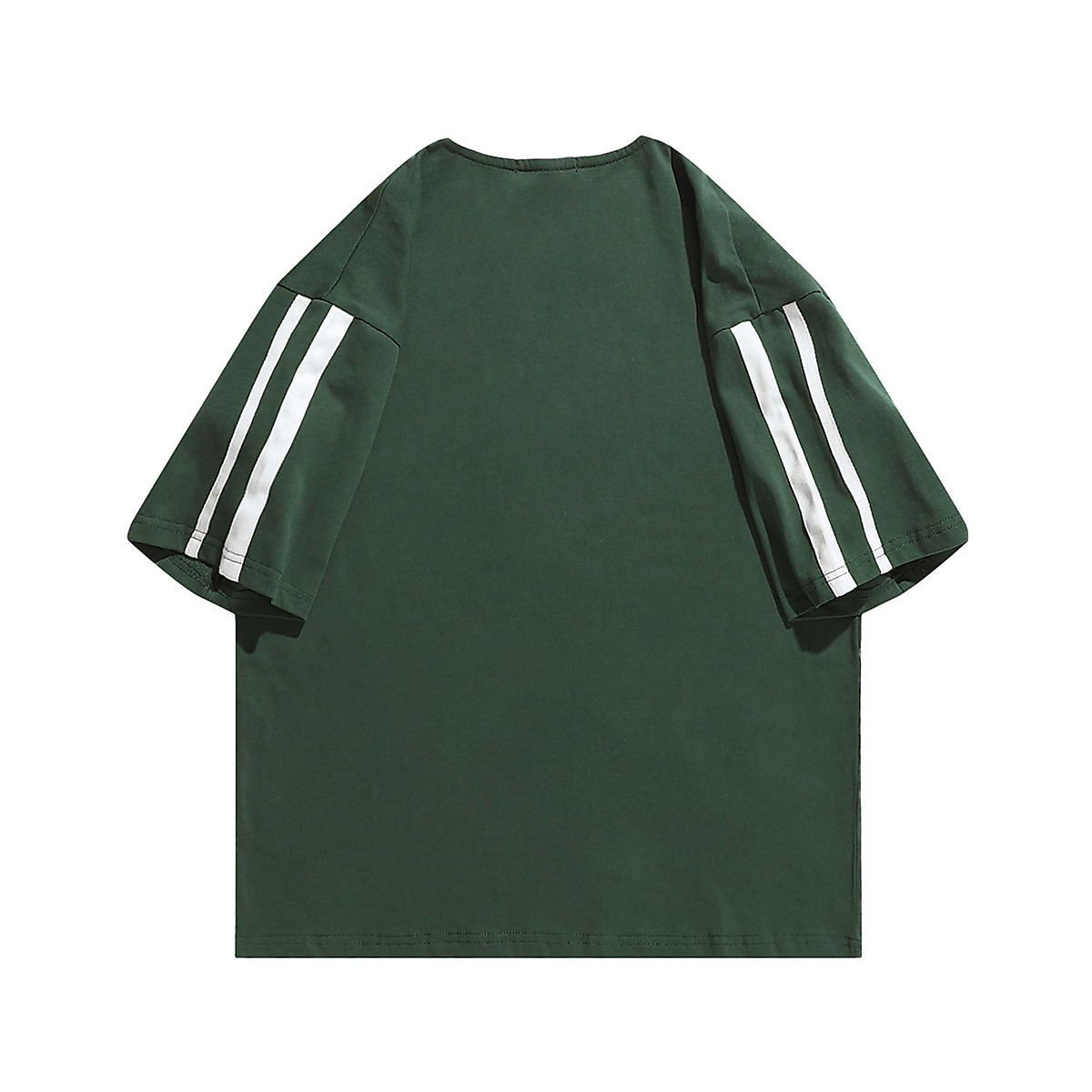 Aelfric Eden Graphic Tees Y2k Women Oversized T Shirts Striped Patchwork Crewneck Unisex Streetwear Tops Green L