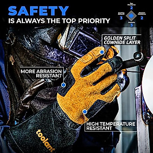 toolant Welding Gloves for Men, Leather Cowhide Mig/Stick Welding Gloves, for Welding, for Grill, for Gardening