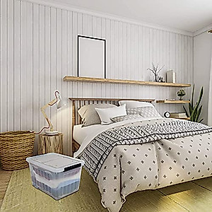 Waikhomes Set of 4 Large Plastic Storage Box with Lid, 30 L Latching Storage Box Bin, Clear