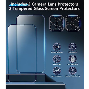 Temdan Magnetic for iPhone 14 Pro Case,[Compatible with MagSafe][Glass Screen Protector+Camera Lens Protector] Non-Slip Full-Body Shockproof Phone Case-Black