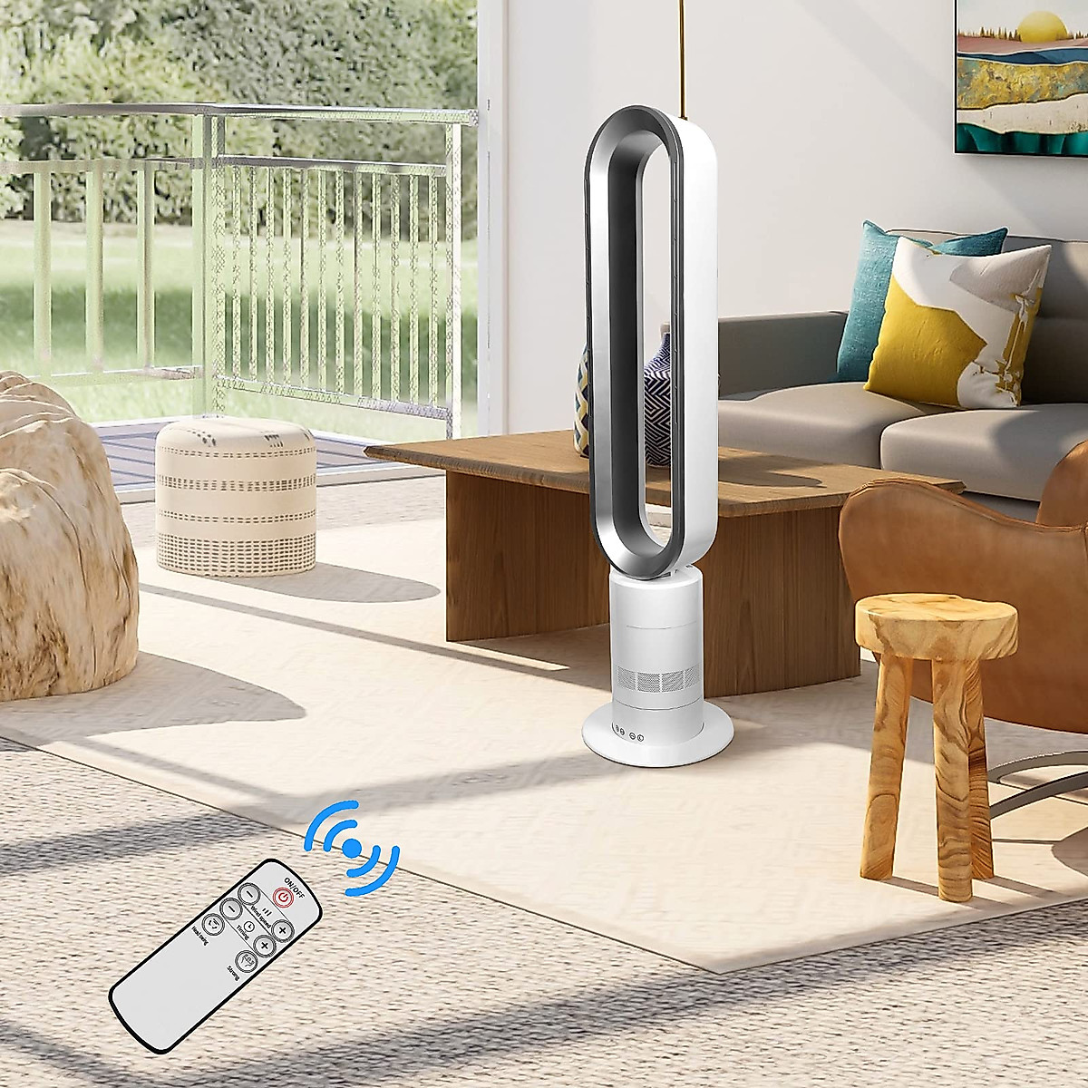 HealSmart Sufficient Size Bladeless Fan, Standing Fan, Tower Fan, 10 Speeds Settings, 10-Hour Timing Closure Bladeless Fan, Stylish And Modern Fan, Low Noise