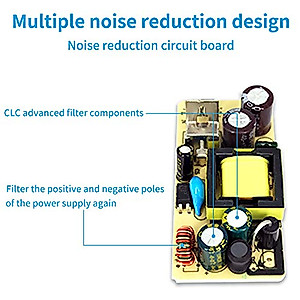 Pigtone DC 9V Guitar Pedal Power Supply AC Wall Charger Adapter 9V DC 1A 1000mA Tip Negative 5 Way Daisy Chain Pedal Cables for Most Guitar Effect Pedals
