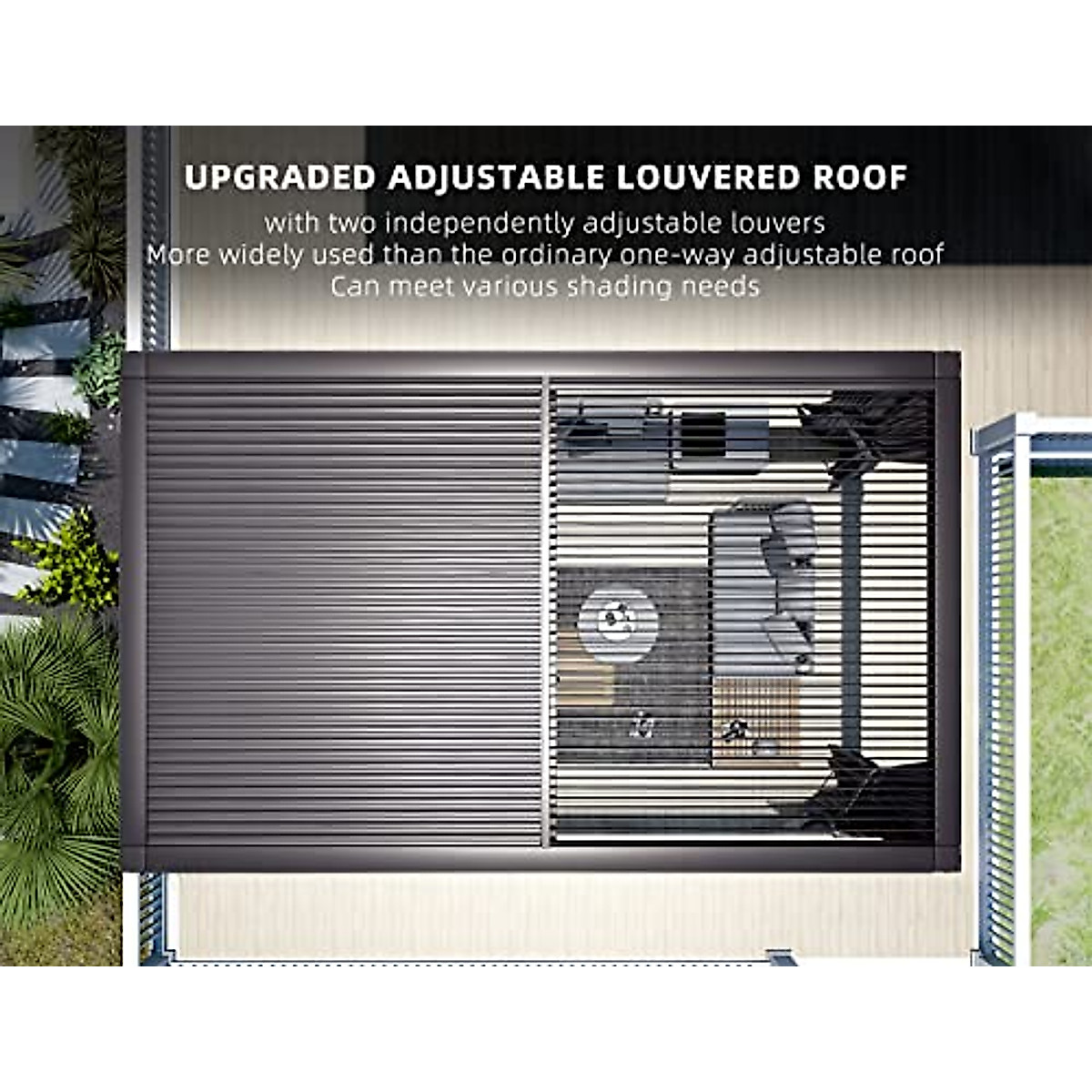 PURPLE LEAF Outdoor Louvered Pergola 12' × 16' Adjustable Metal Roof Hardtop Gazebo