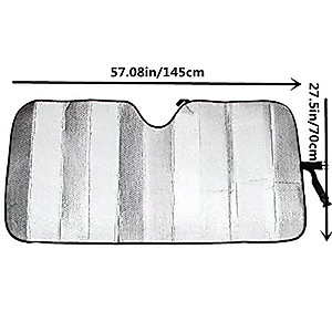 Windshield Sun Shade for Car Silver Thicken 5-Layer UV Reflector Auto Front Window Sunshade Visor Shield Cover and Keep Your Vehicle Cool(57" × 27.5")