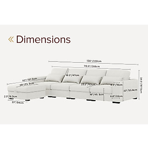 Woyomeub Sectional Sofa Couches for Living Room: L Shaped Couch with Storage Ottoman - Beige Modular Oversized 4 Seater Sofas with Pillows U Shape Furniture Set