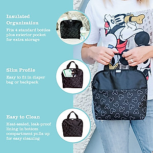 Disney Baby by J.L. Childress MaxiCOOL 4-Bottle Breastmilk Cooler, Baby Bottle Bag & Baby Food Bag - Breastmilk Cooler Bag for Travel - Mickey, Black