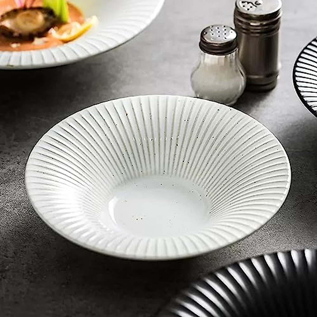 EERINESS Dinner Plates Soup Bowls Japanese-style Household Ramen Large Soup Bowl Deep Plate Ceramic Fruit Salad Bowl Dessert Bowl Tableware Ramen Bowl (Color : A, Size : Medium)
