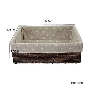 Storage Basket, Natural Corn Husk Rectangular Bins, Arts and Crafts. (Brown, Large)
