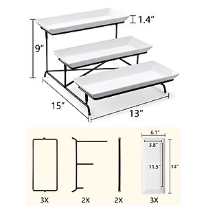 Yedio 12 Inch and 14 Inch 3 Tier Serving Tray