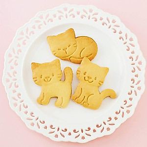 Cat Shape Animal Plunger Cookie Cutters Set, Food Grade Fondant Stamper Set