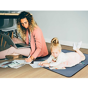 Flagship Carpets You are a Star Kid's Floor Seating Square Rug for Home or School Area Rug for Social Distance Learning, Children's Activity Room Carpet for Reading and Playing, 30" x 30", Gray/Teal