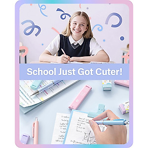 Four Candies Pastel Mechanical Pencil Set - 3PCS 0.5mm Mechanical Pencils with 240PCS HB Lead Refills, 3PCS Erasers and 9PCS Eraser Refills, Cute Colored Mechanical Pencils for Drawing & Writing