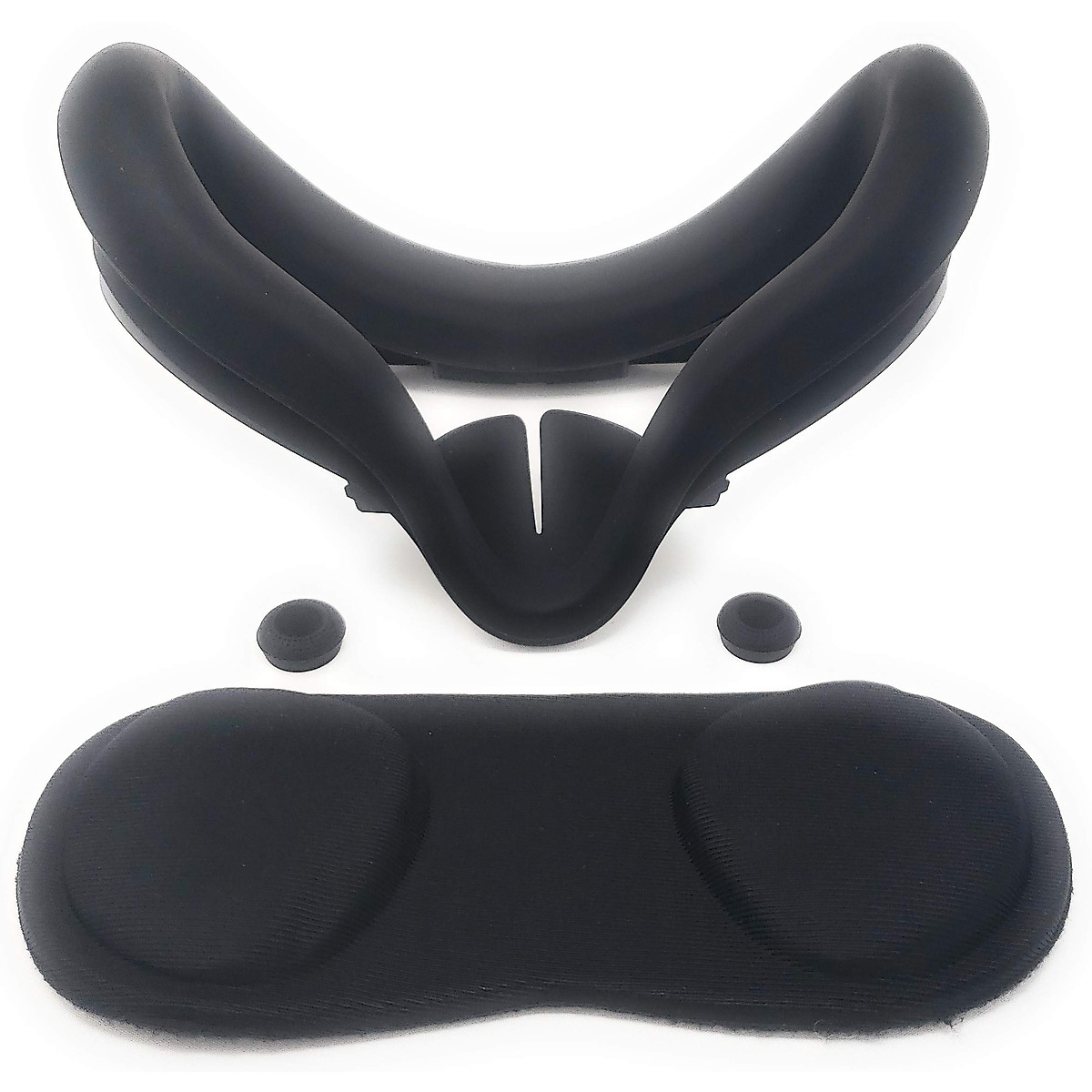 TNE Face Cushion Cover, Lens Pad, Thumbstick Cap for Oculus Quest 2 | Accessories Include Silicone Face Cover, Lens Dust Protector, Controller Thumb Grips for Quest 2 Virtual Reality Headset (Black)