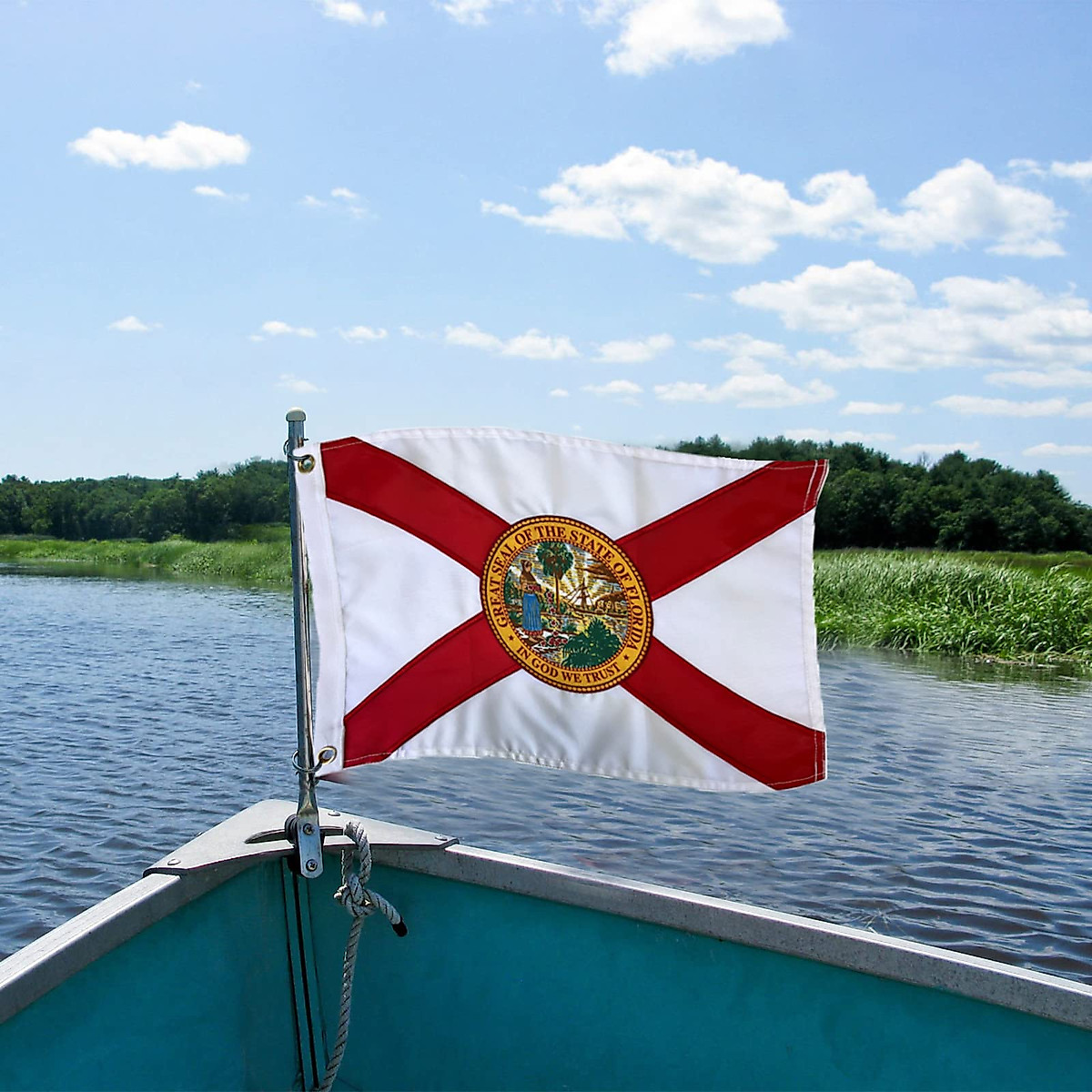 AZCOVER Florida Flag 12x18, Embroidered State Flag for Boat with 2 Brass Grommets
