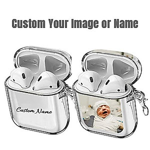 Custom Name Case for Apple AirPods 2 and 1 Cover, Personalized Gift Shock Soft Clear TPU Case with Keychain, Variety of Colors