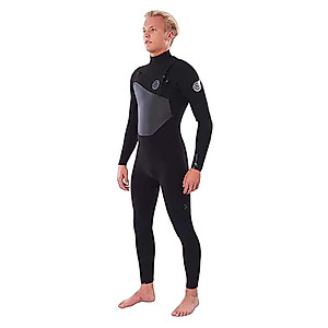 Rip Curl Mens Flashbomb 3/2mm Chest Zip Wetsuit - Black - Easy Stretch Lightweight Flash Lining