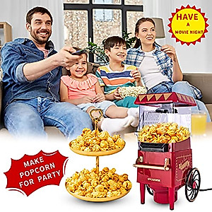 GVAKMM Retro Cart Popcorn Machine Hot Air Popcorn Maker Home Protable Popcorn popper Machine For Party Movie Night and Birthday Gift