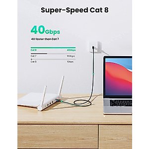 UGREEN Cat 8 Ethernet Cable 40Gbps Bundle with UGREEN USB 3.0 Ethernet Adapter